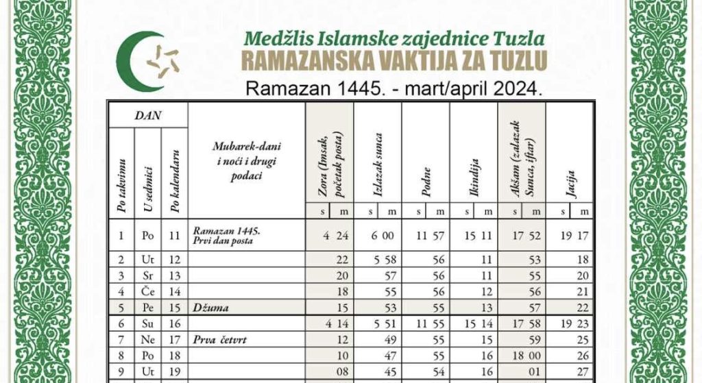 Ramazanska vaktija za Tuzlu - Medžlis Islamske zajednice Tuzla